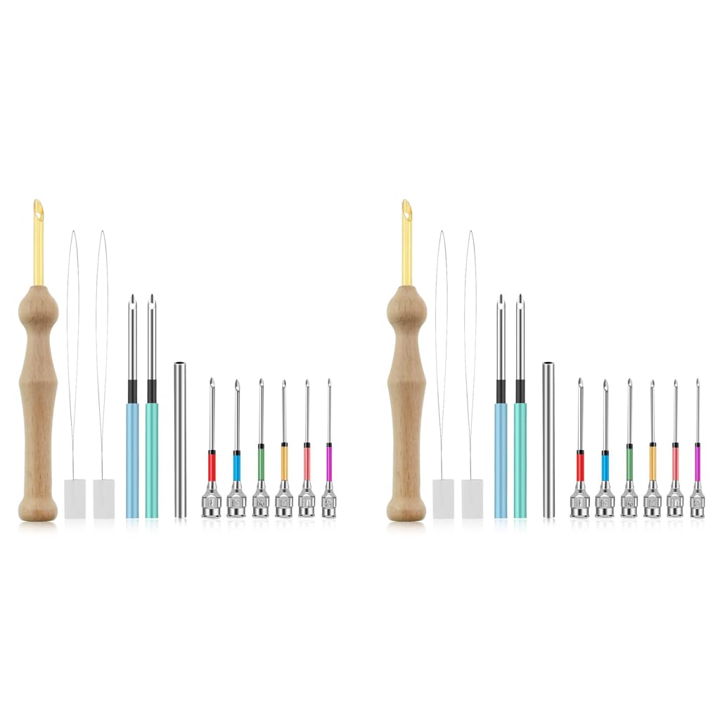 HASTHIP Punch Needle Set for Embroidery and DIY Crafts with 24PCS & Si ...