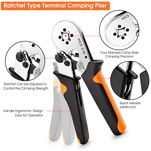 HASTHIP® Wire Connector Cable Crimping Tool Ferrule Kit Self-Adjusting ...