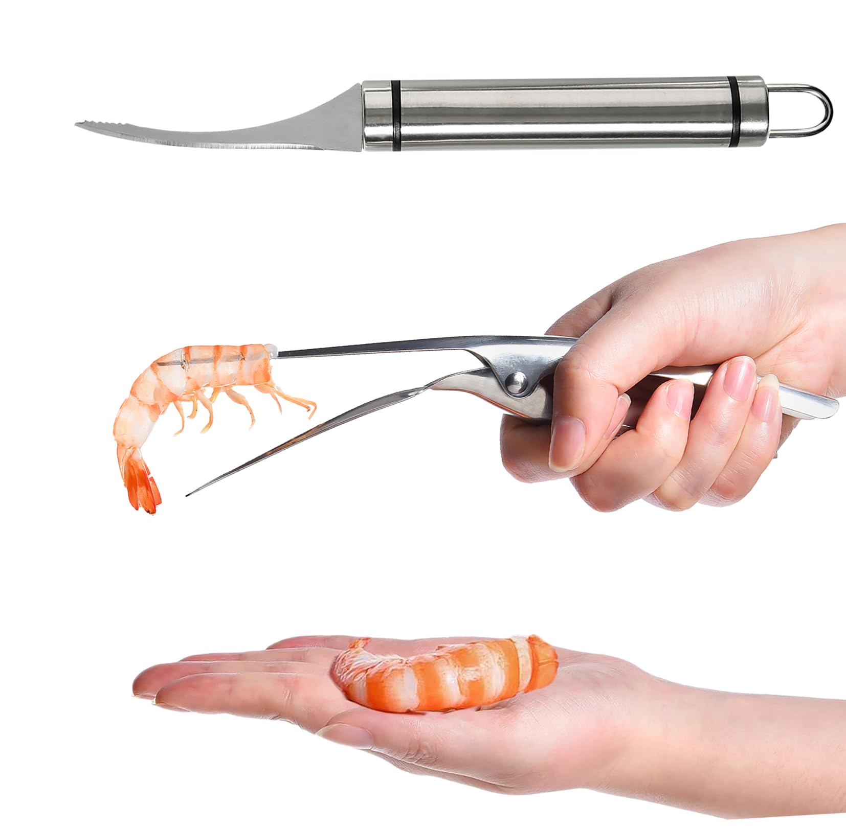 HASTHIP 2 PCS Stainless Shrimp Deveiner Tool and Shrimp Peeler– Hasthip