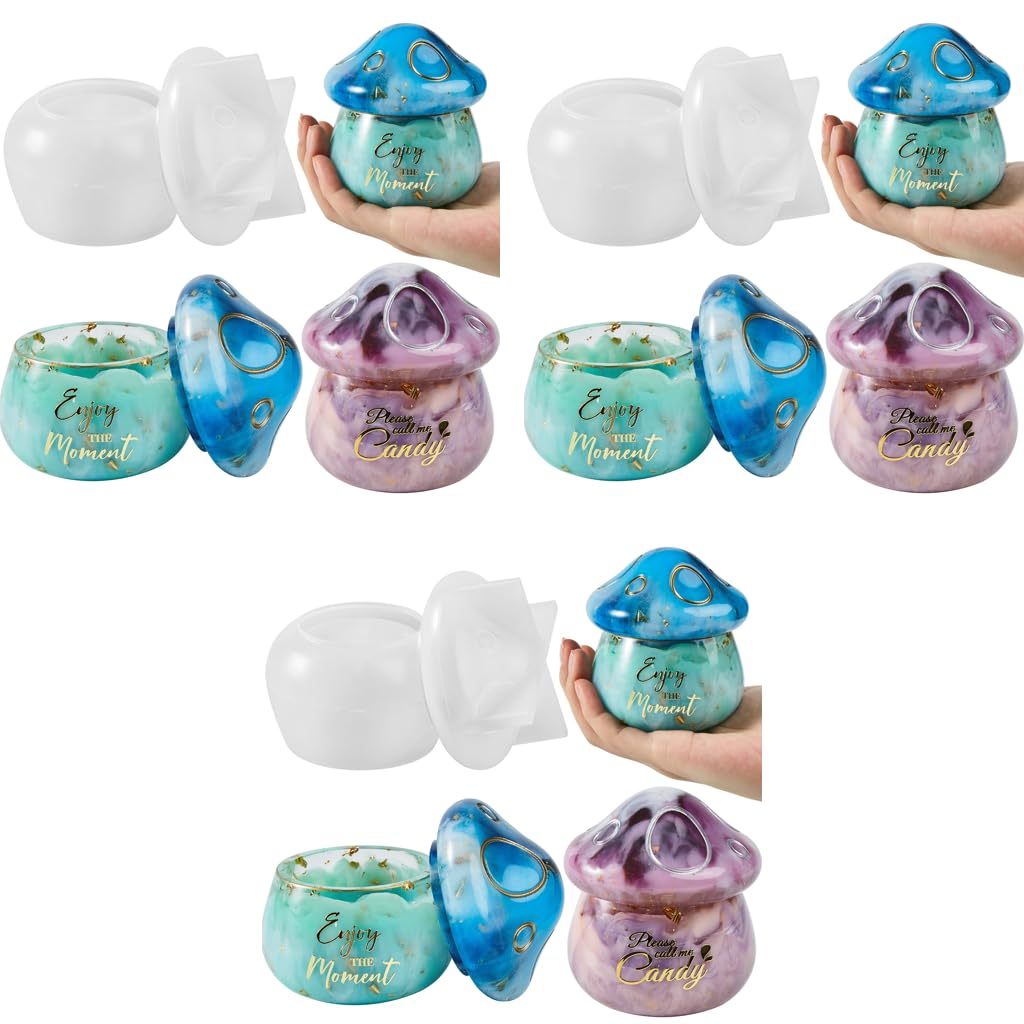 HASTHIP Resin Molds for DIY Epoxy Craft featuring 2 Part Mushroom Jar ...