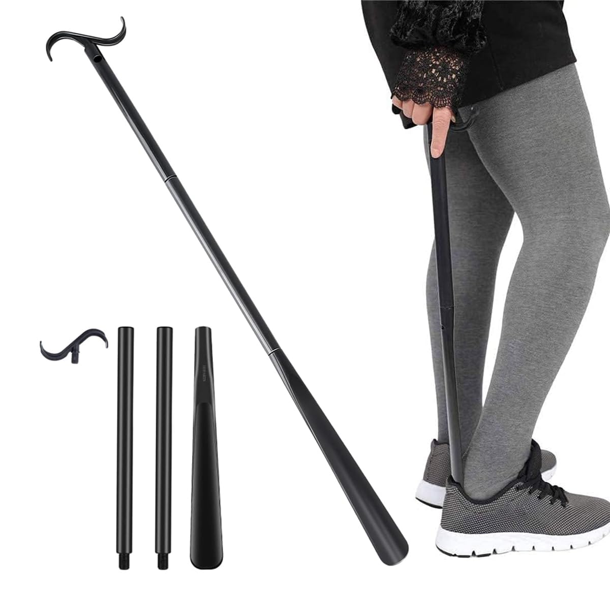 HASTHIP Shoe Horn Long Handle with 24–34 in Adjustable Dual End for ...