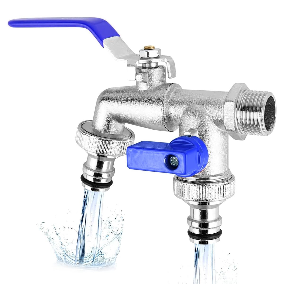 HASTHIP Double Valve Water Tap for Garden Use with 1/2 inch Connection ...