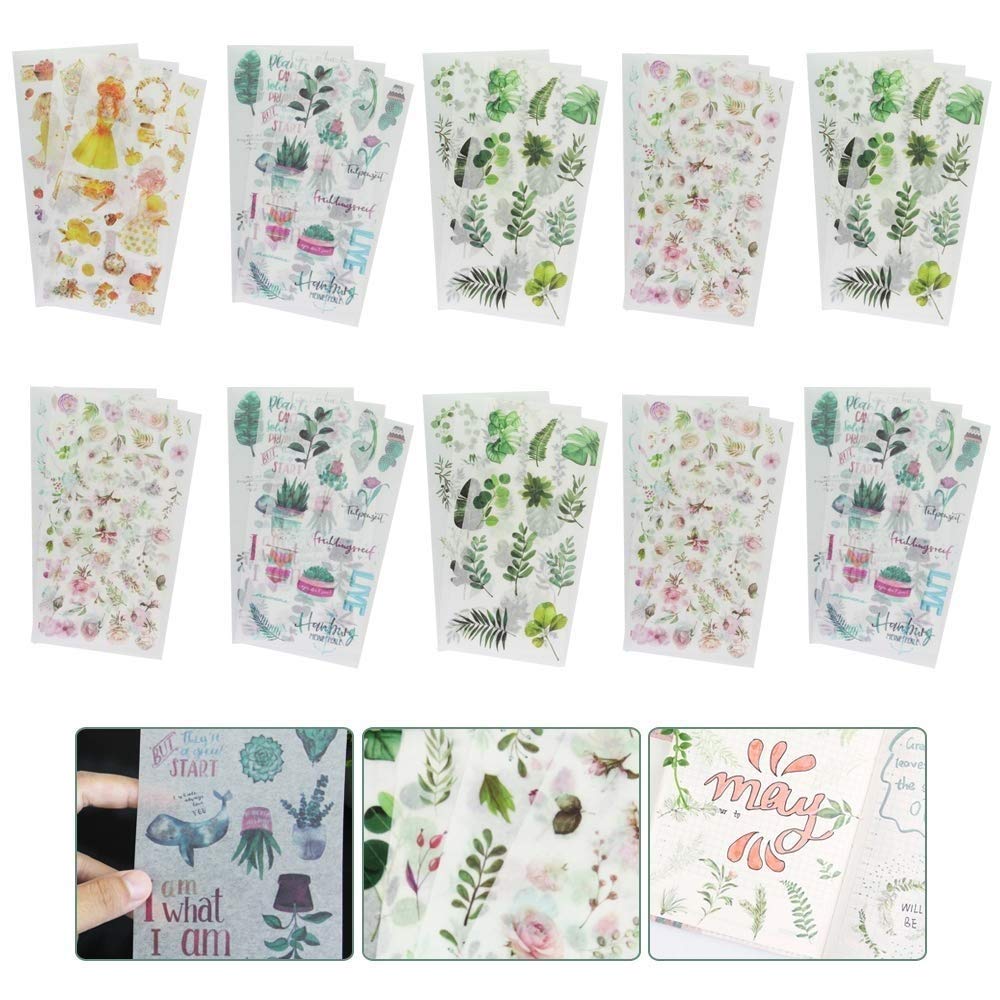 HASTHIP Scrapbooking Stickers for Planner and Album with 30 Sheets Was ...