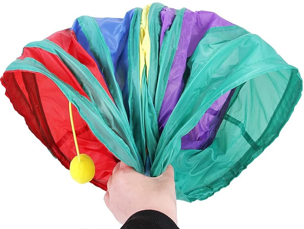 HASTHIP® Juguete Túnel para Gatos 3 en 1 Arcoíris Plegable con Papel C ...