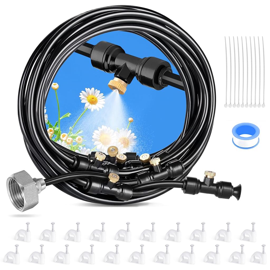 HASTHIP Cool Mist Spray System for Patio and Garden with 26ft PE Tubin ...