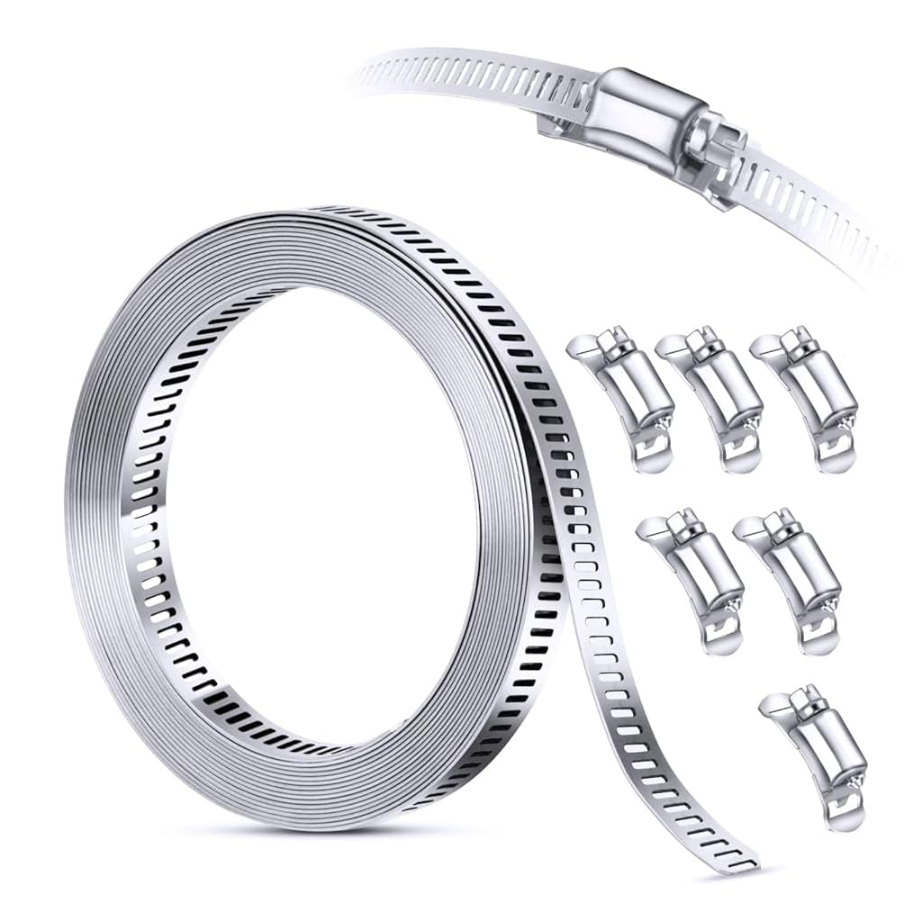 HASTHIP® 304 Stainless Steel Hose Clamp Assortment Kit DIY, Cut-To-Fit ...