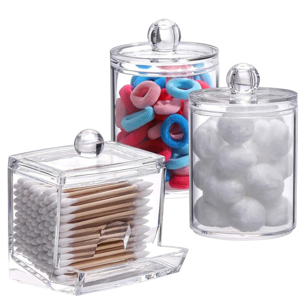 HASTHIP 3Pcs Clear Acrylic Makeup Cotton Storage Box with Lids– Hasthip