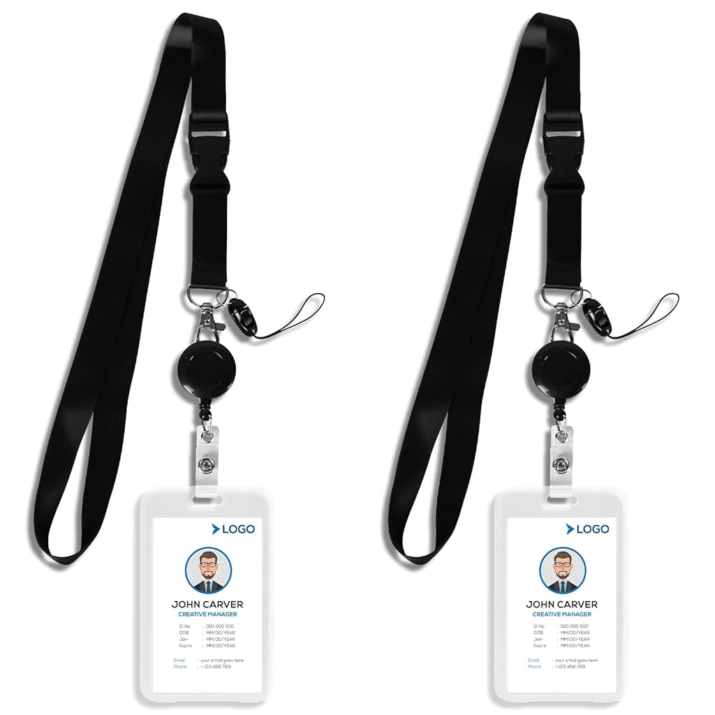 HASTHIP® 2 Pack Transparent Plastic Vertical Badge Holders– Hasthip