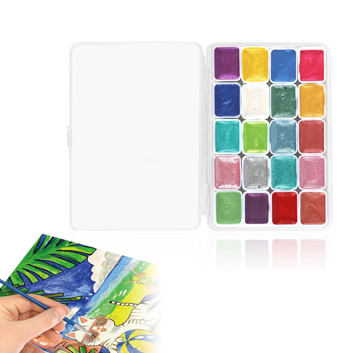 HASTHIP Metallic Watercolor Paint Set for Art and Craft Projects with ...