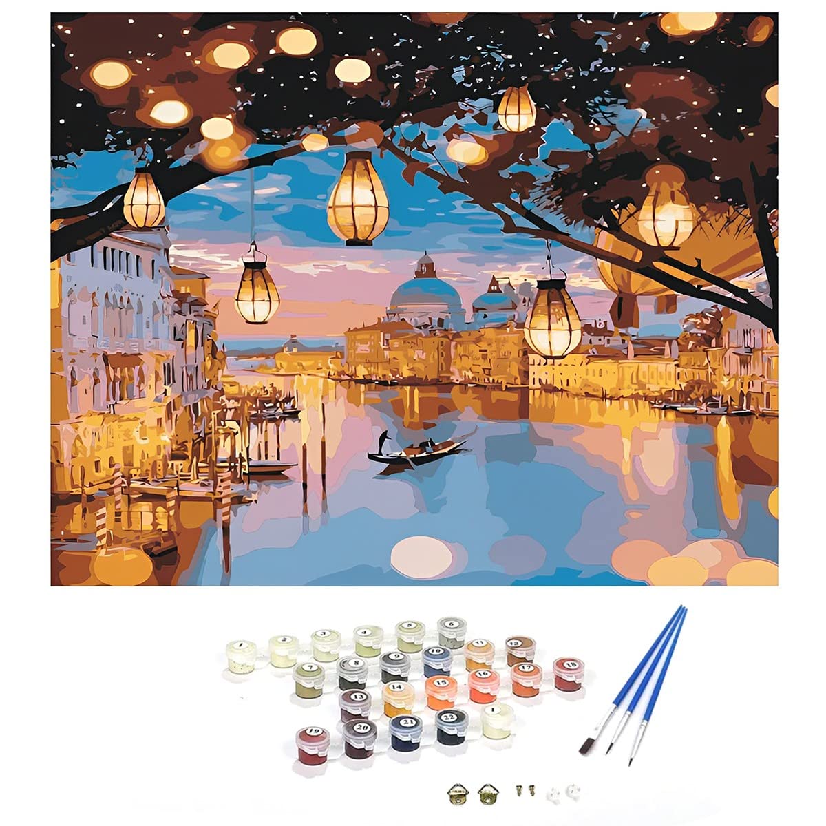 HASTHIP DIY Oil Painting Kit for Beginners with 3 Brushes and Pigments ...