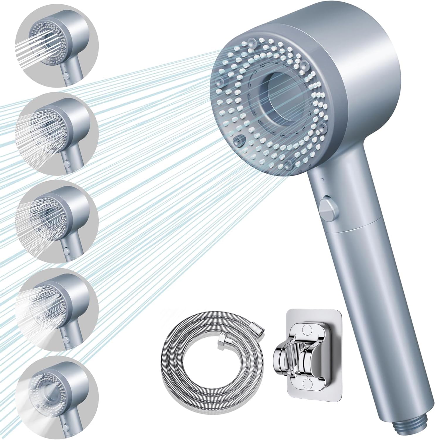 HASTHIP Handheld Shower Head with 5 Spray Modes and One Touch Stop | B ...