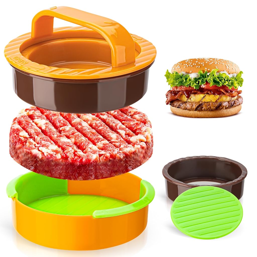 HASTHIP® 3 in 1 Non-Stick Hamburger Press Patty Maker for Stuffed, Sli ...